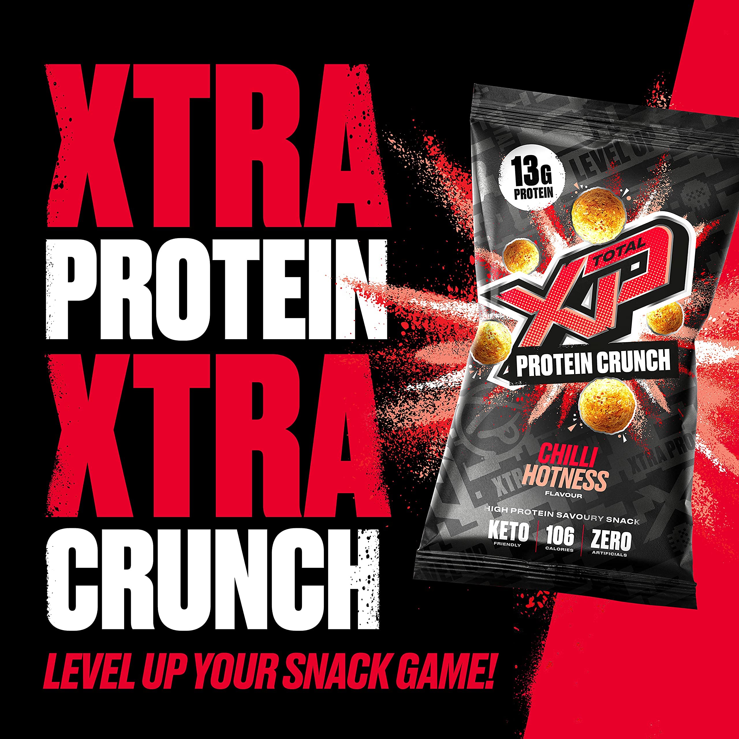 TOTAL XP Protein Crunch Chilli Hotness 12 x 24g, Protein Crisps, Keto ...