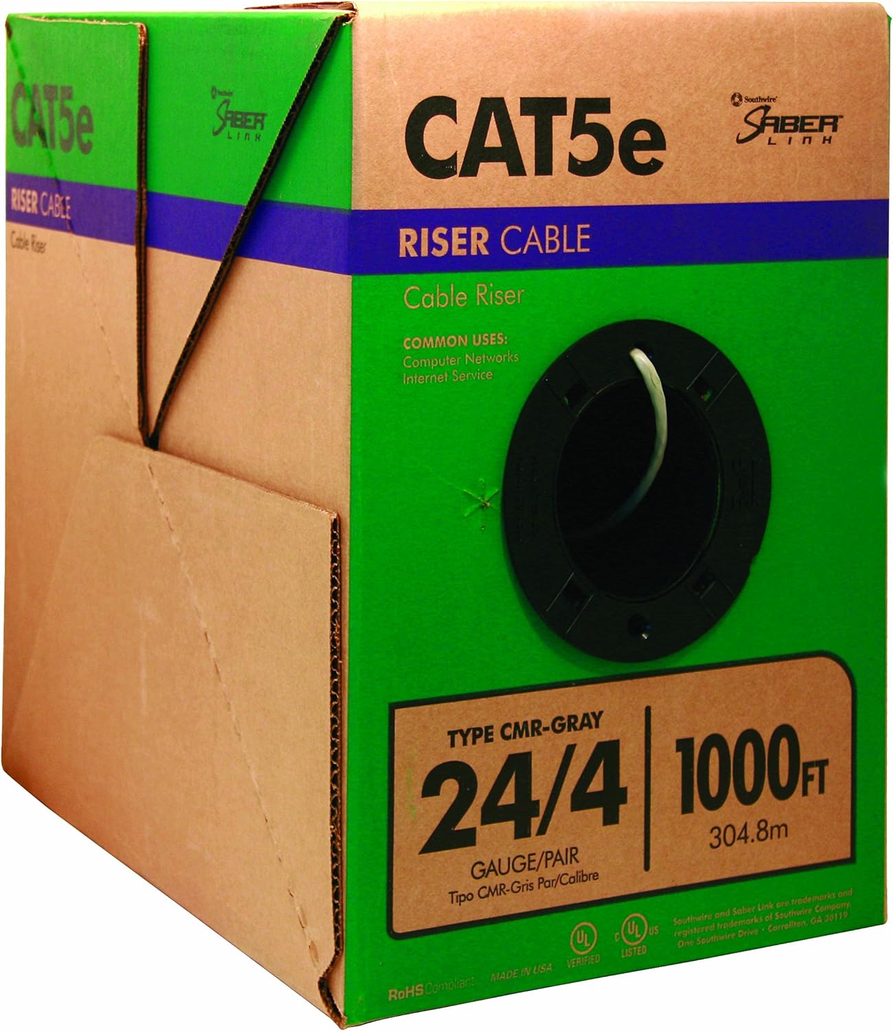 Amazon.com: Southwire 56917949 1000-Feet 24-Gauge 4 Pair CMR Category ...