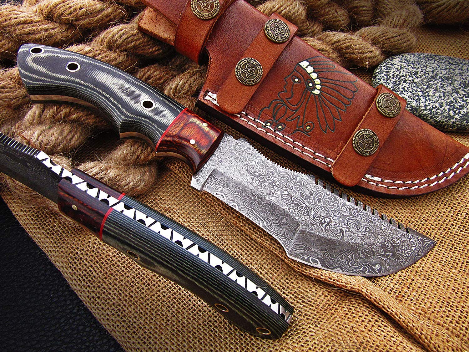Buy Barq Metals Custom Handmade Damascus Mini Tracker with Micarta ...