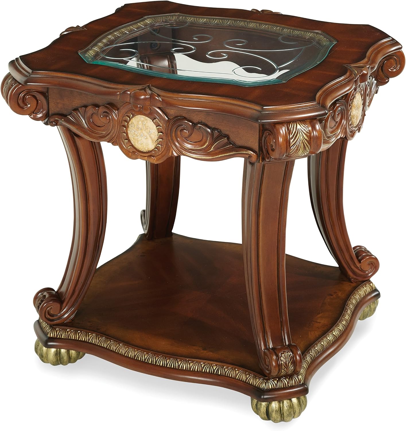 Amazon.com: Michael Amini Cortina End Table, Honey Walnut : Home & Kitchen