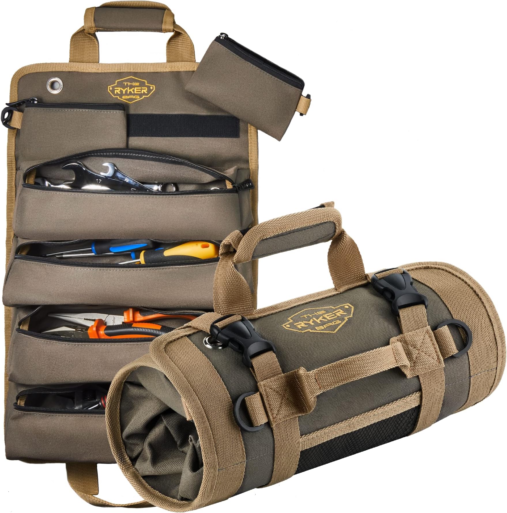 Tool Bag Roll Up, Tool Roll Up Bag with Detachable Pouch, Heavy Duty ...