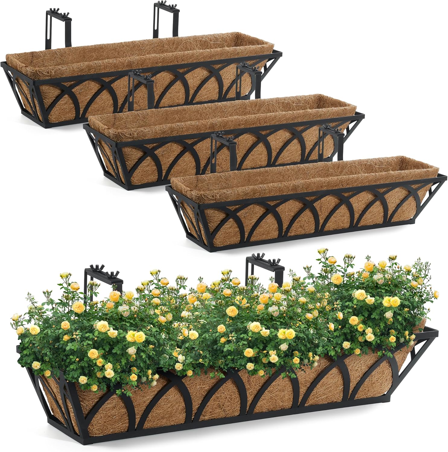 Amazon.com: 2B-GARDEN 24in Window Deck Railing Planter Boxes with ...