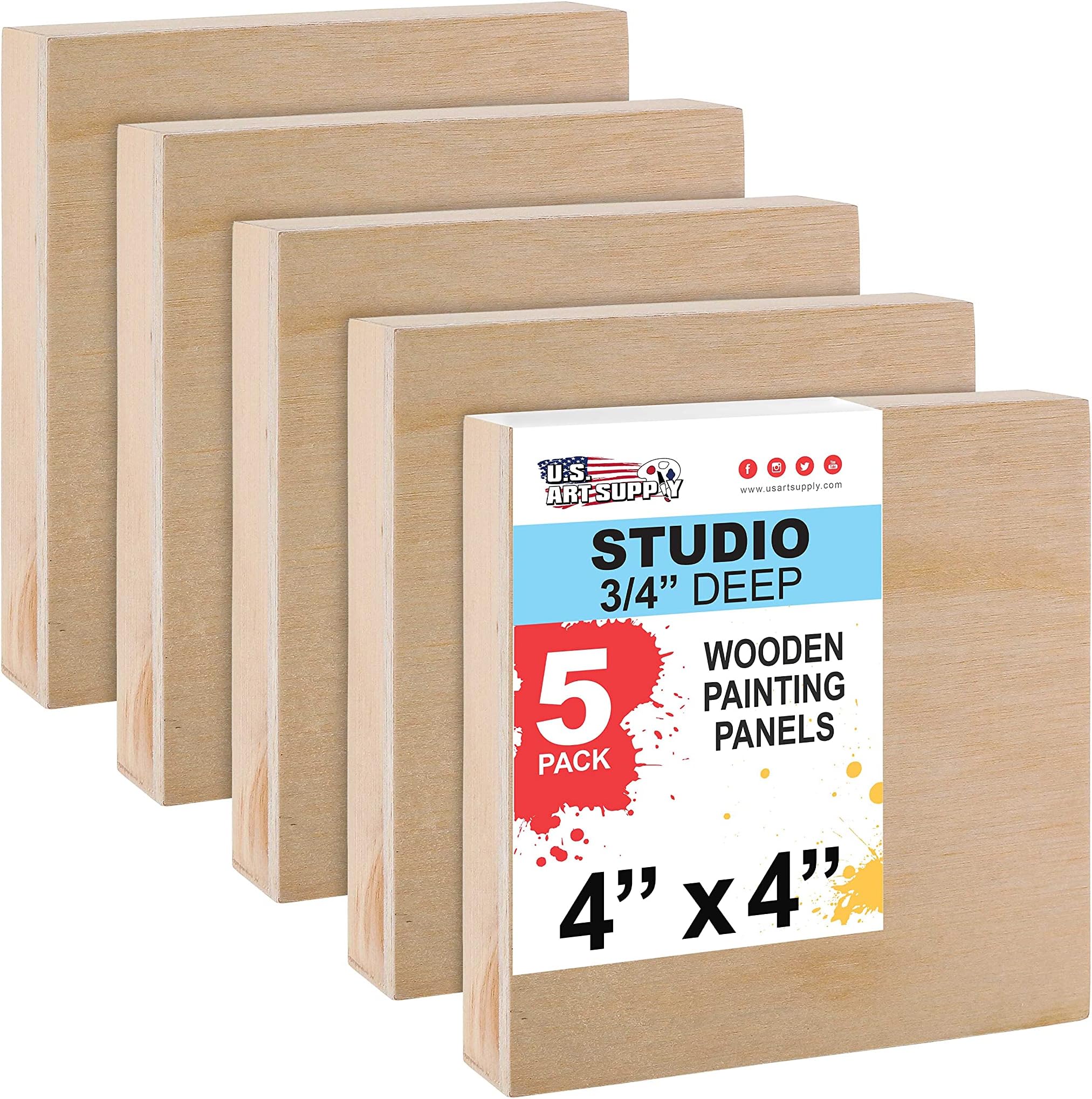 Amazon.com: 4PCS Wood Panel Board, 4 x 4 inch Unfinished Wood Canvas ...