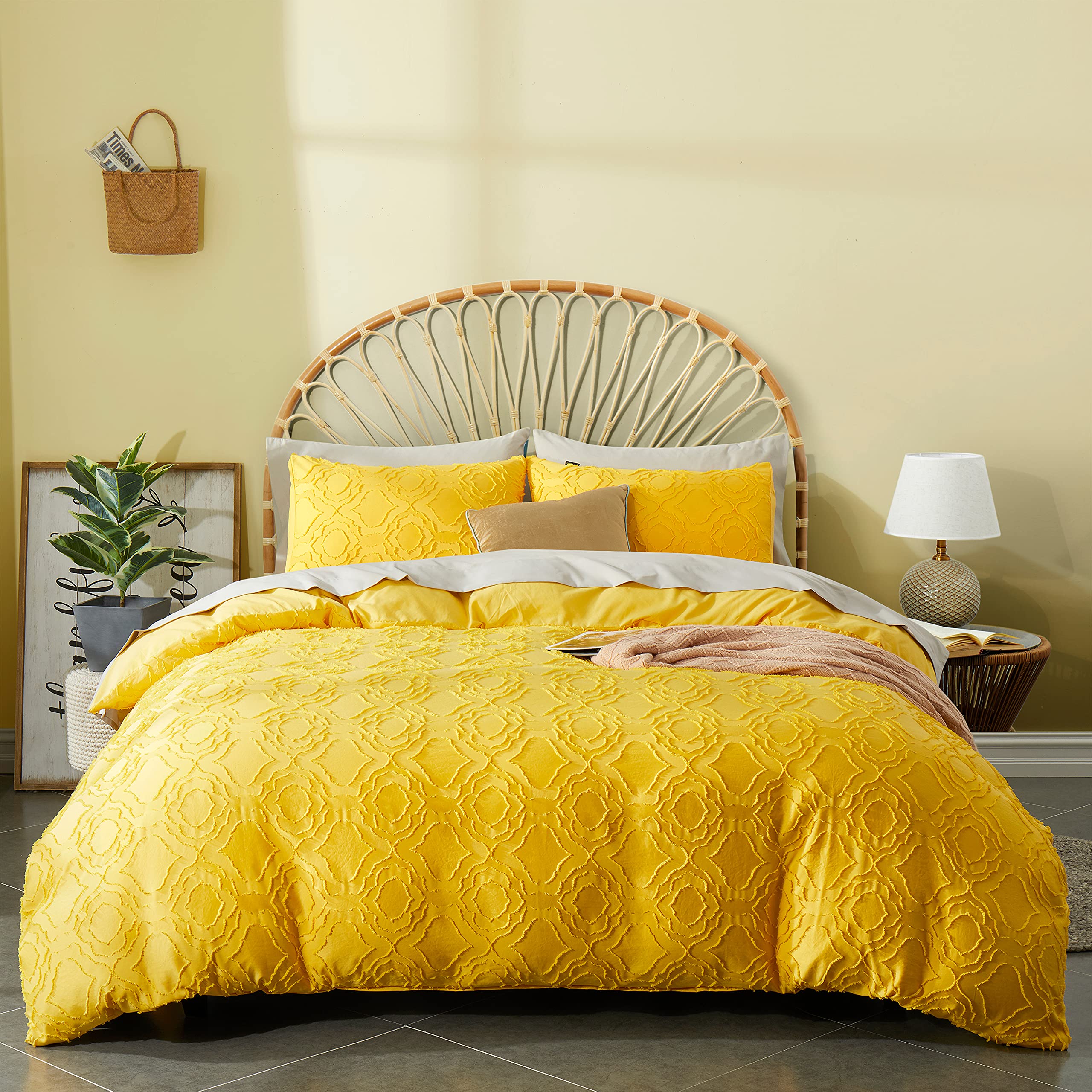 BEDAZZLED Duvet Cover King Size 3 Pieces Tufted Comforter Cover Set BEDAZZLED Duvet Cover King Size 3 Pieces Tufted Comforter Cover Set