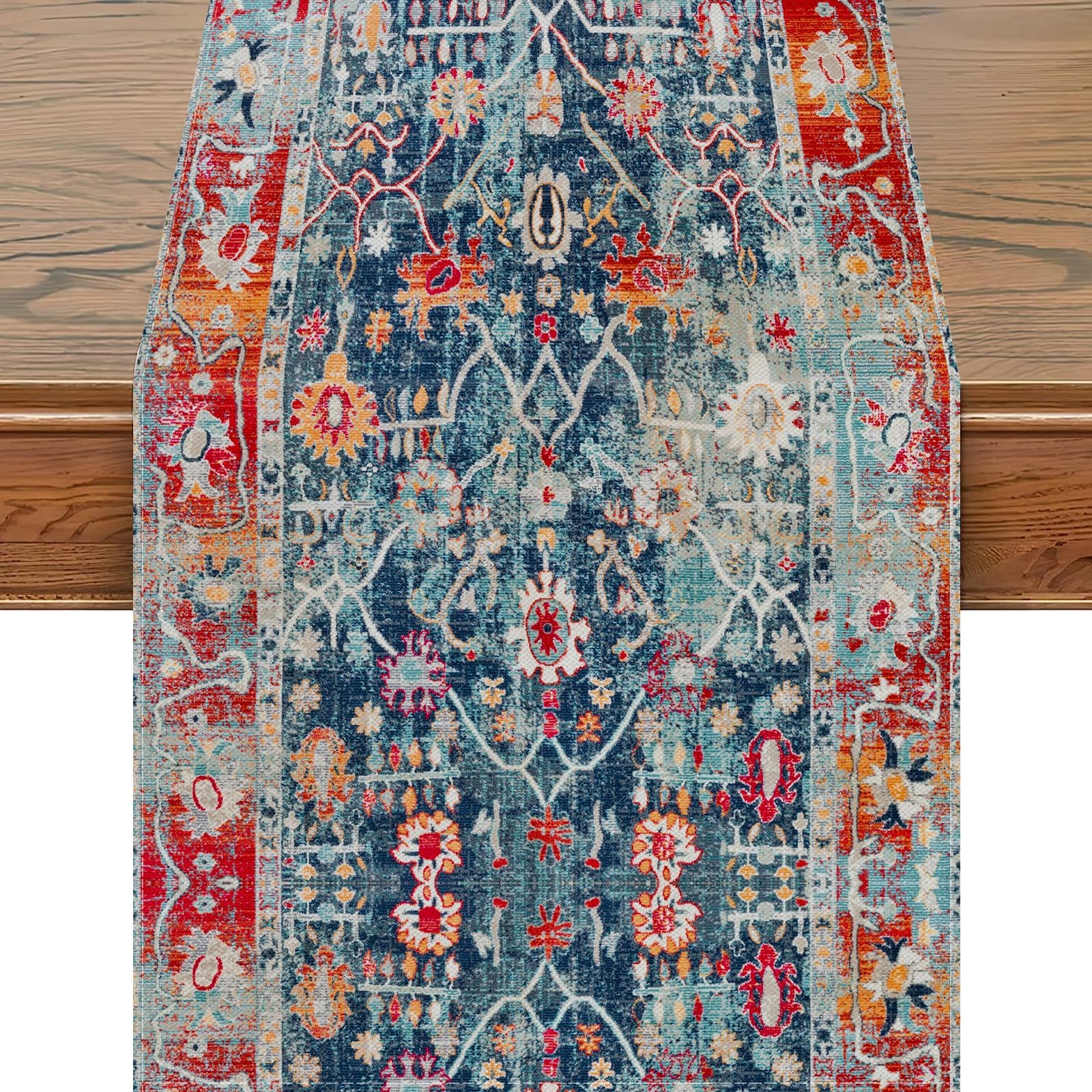 Amazon.com: Linen Boho Bohemia Style Blue Table Runner Persian Turkish ...