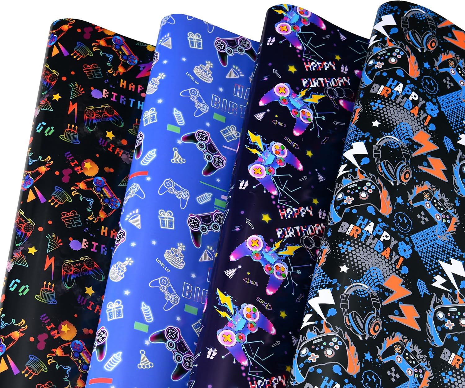 Amazon.com: Titiweet Gaming Birthday Wrapping Paper for Boys Girls, 6 Large Sheets Video Game ...