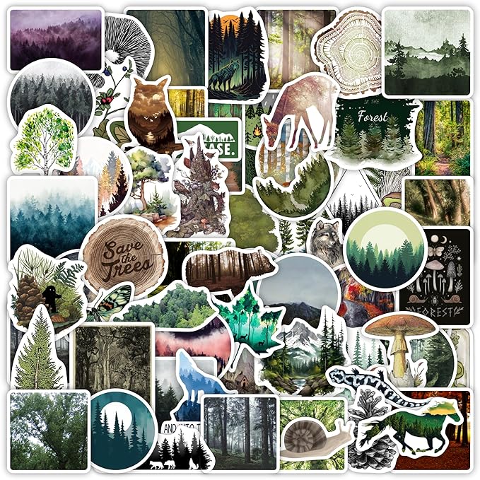 Amazon.com: BulbaCraft 100Pcs Forest Stickers for Water Bottle and ...