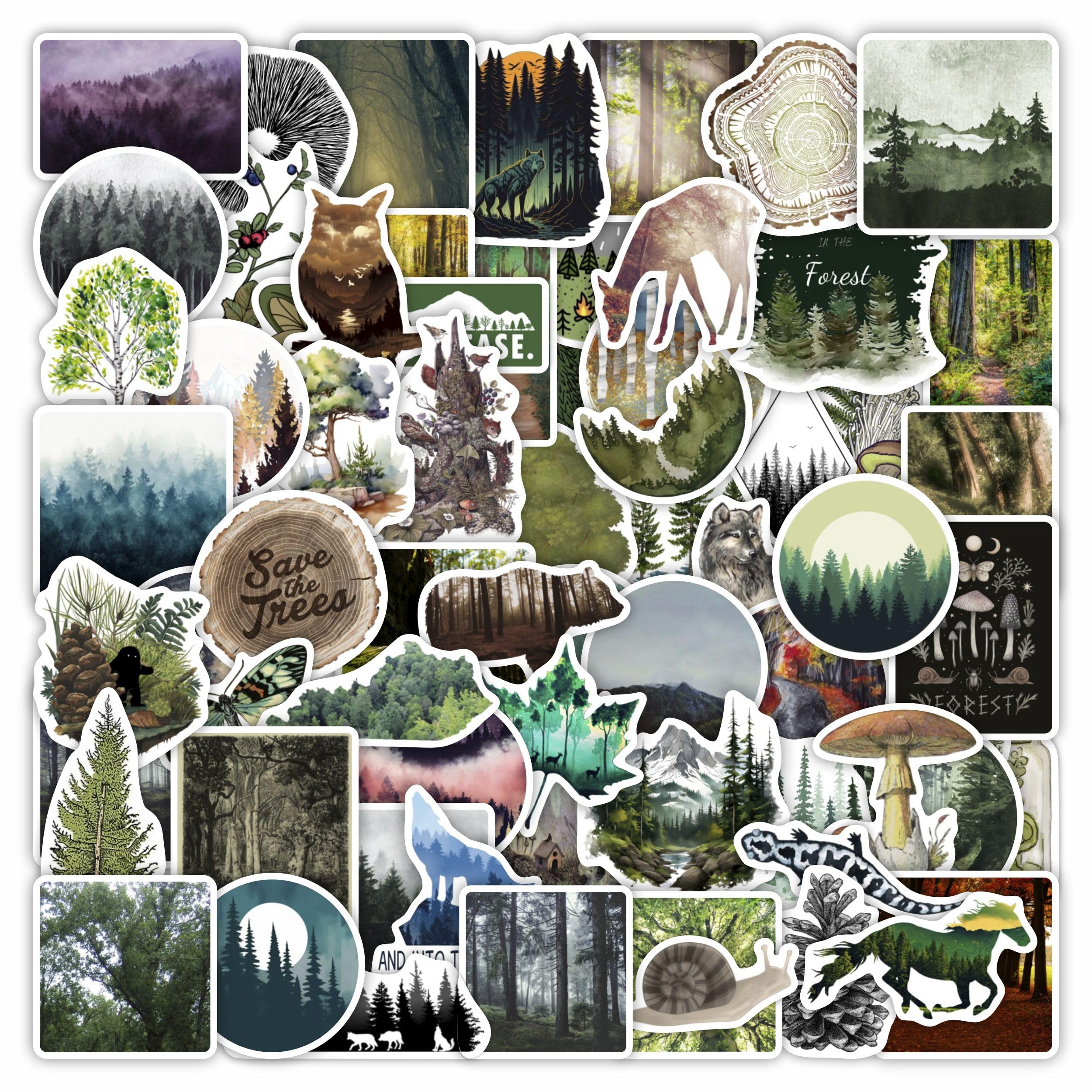 Amazon.com: 100Pcs Forest Stickers for Water Bottle and Laptop - Forest ...