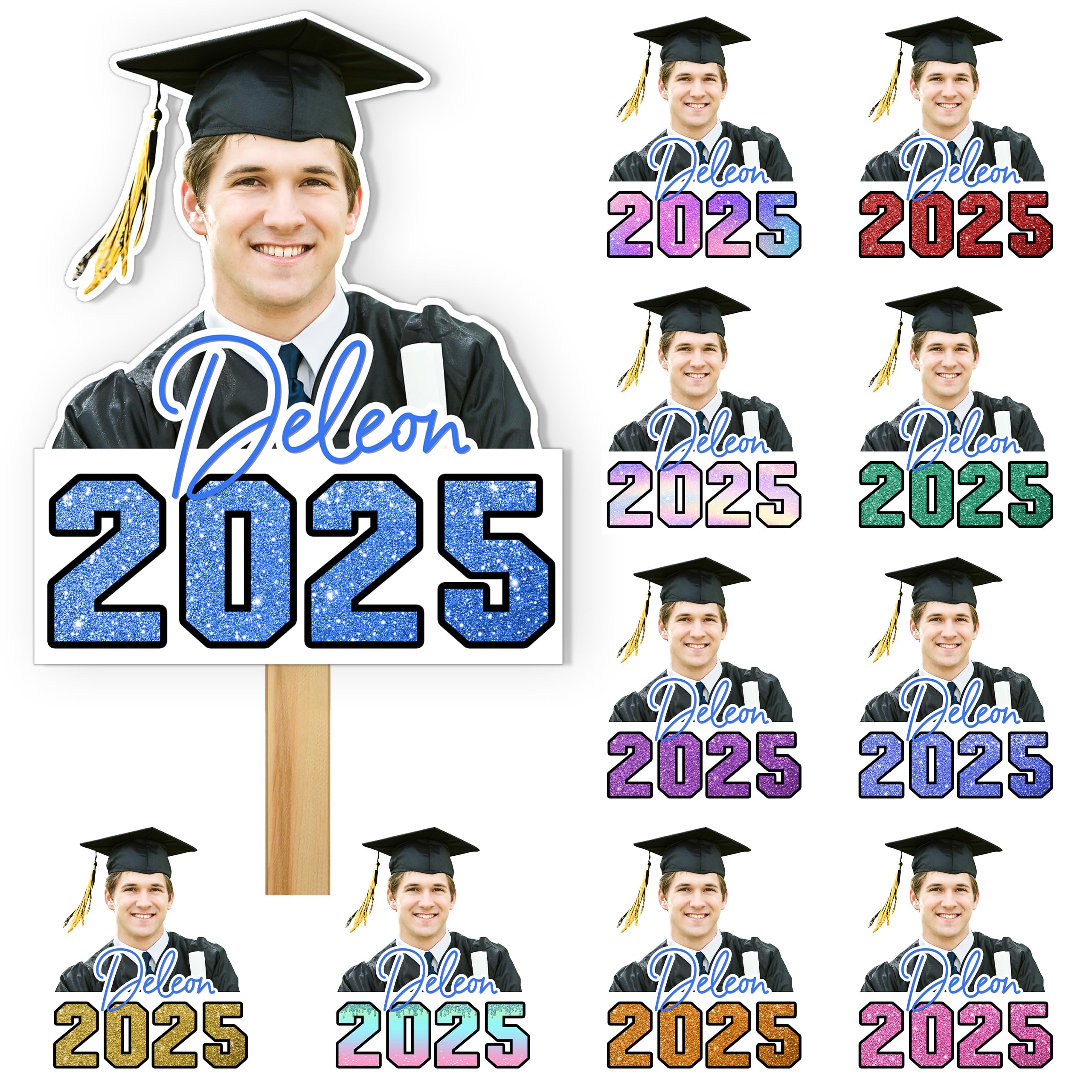 Grad Face On A Stick KFSOQE 100PCS Graduation Stickers, Class Of 2025 ...