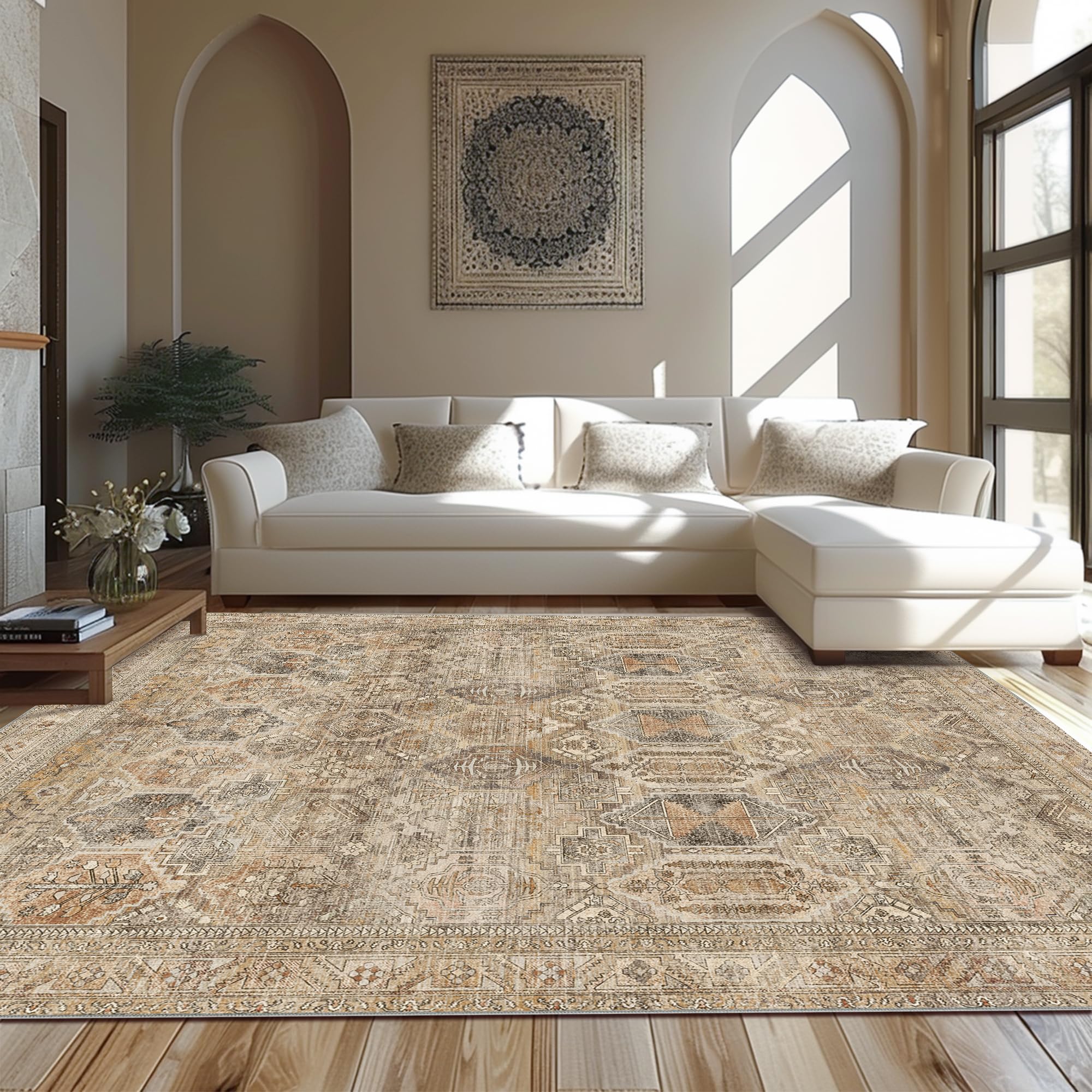 Amazon.com: Bavni Area Rug 8x10 Machine Washable Vintage Distressed ...