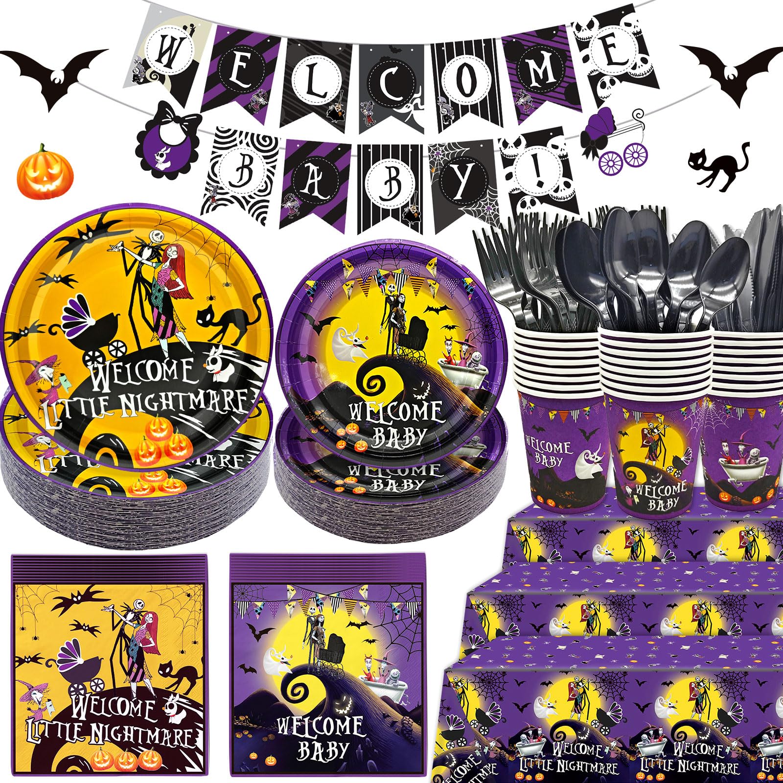 Amazon.com: HigzYovn 183Pcs Welcome Little Nightmare Baby Shower ...