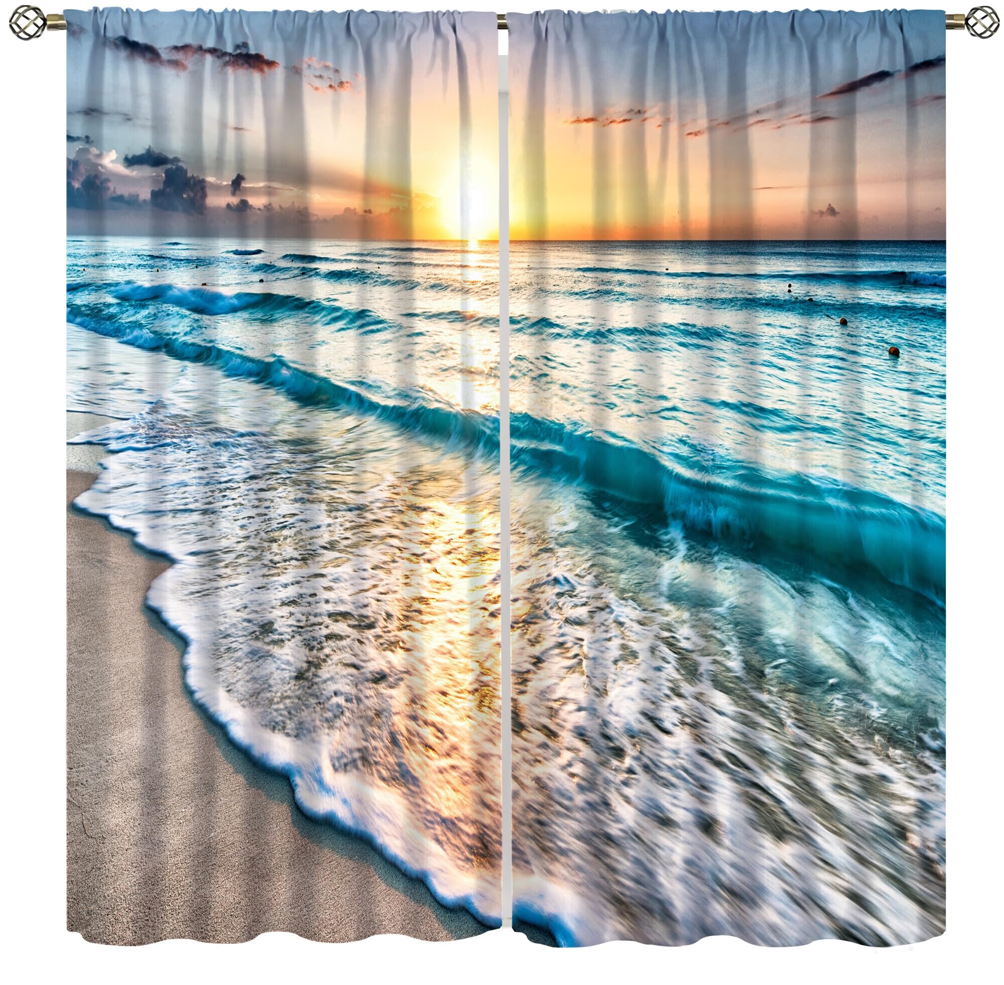 Amazon.com: Ocean Scenic Curtains, Summer Tropical Beach Landscape ...