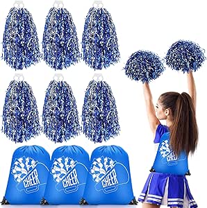 Amazon.com : ShinyRelief 6 Pcs Cheerleading Pom Poms with 3 Pcs Cheer ...