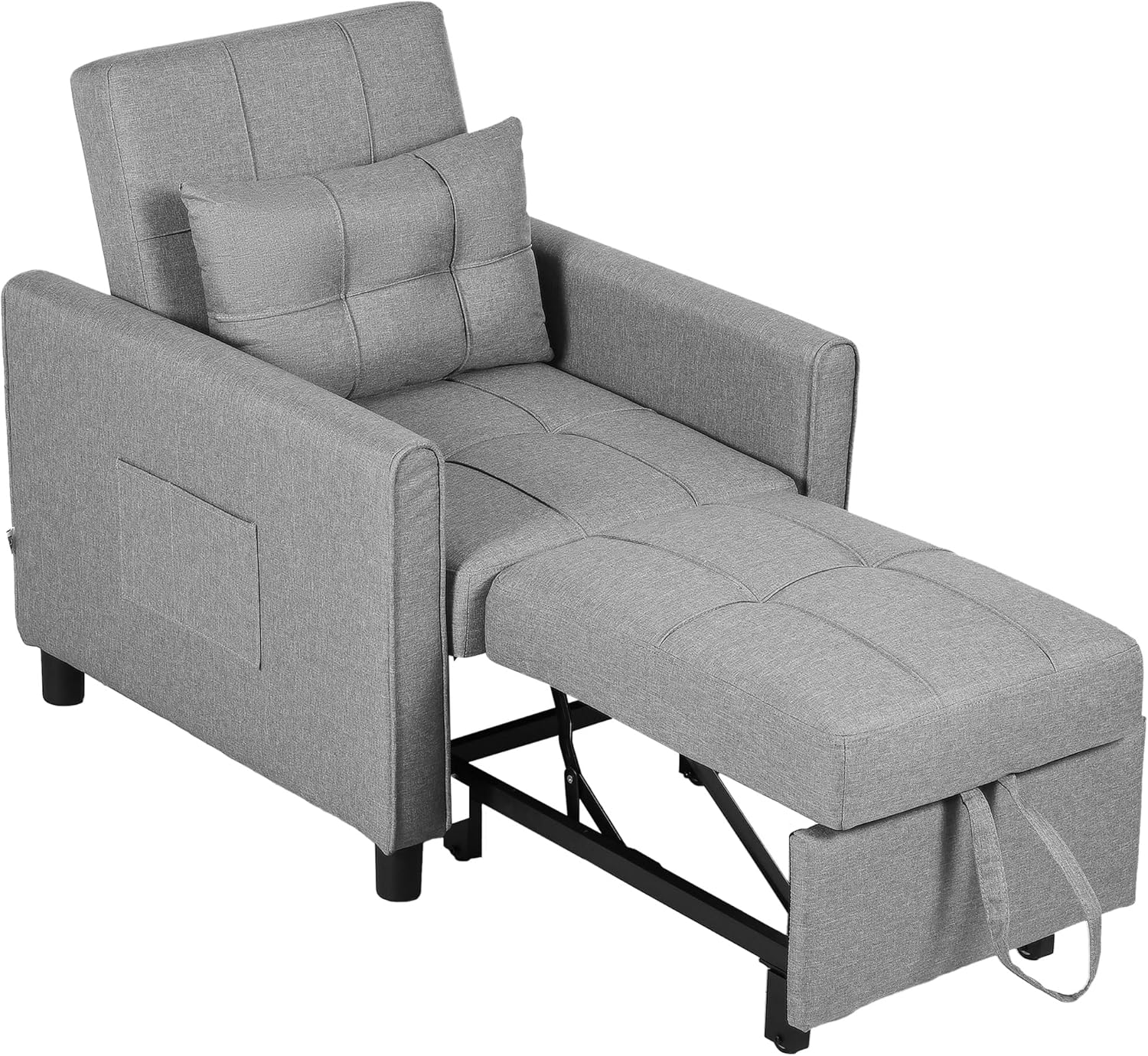 HOMCOM Compact Single Chair Bed, Pull Out Chair Bed, Convertible ...