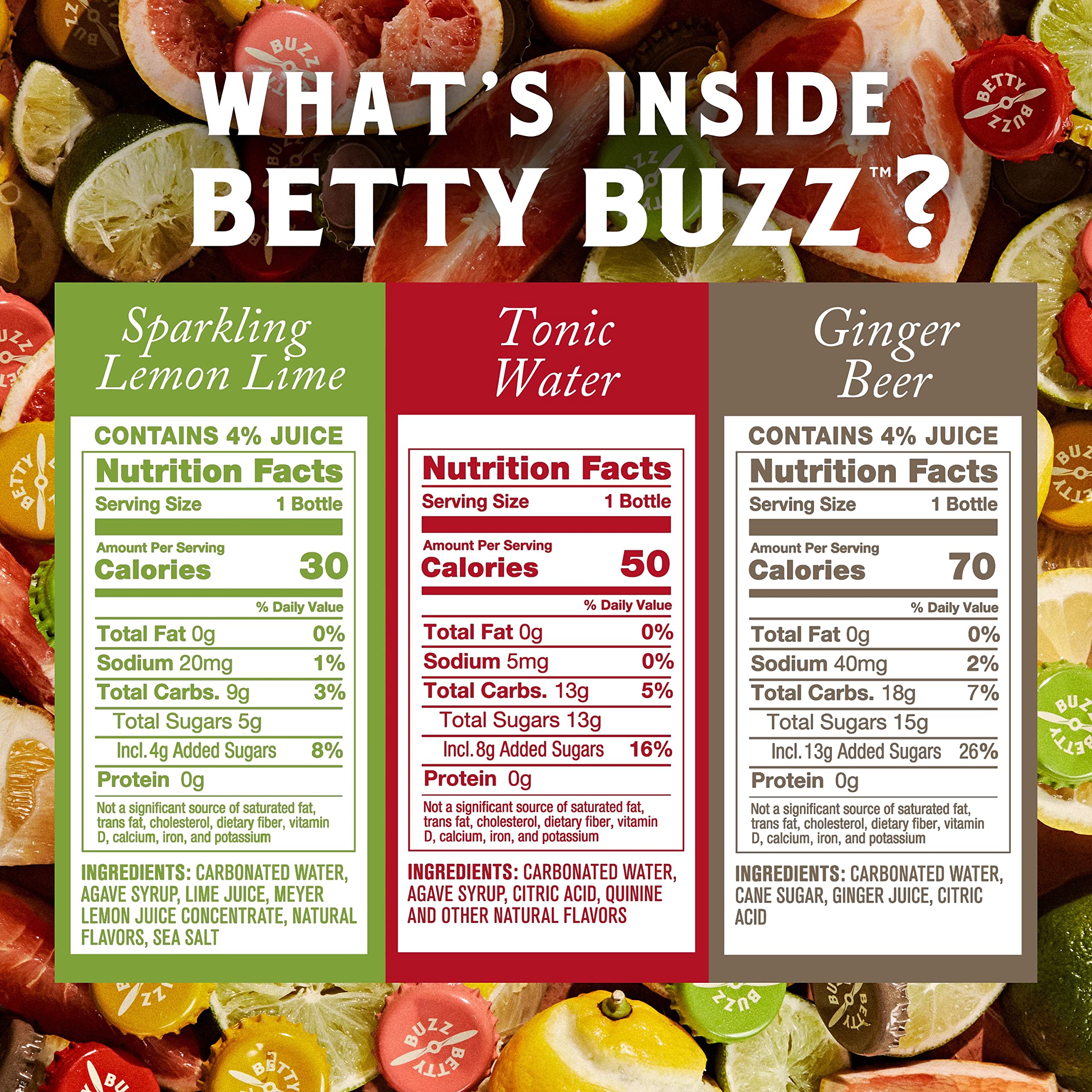 Snapklik.com : Betty Buzz Premium Sparkling Soda Classic Mixer Variety Pack By Blake Lively