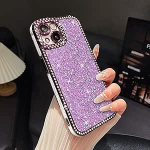 Amazon.com: FABSPARK Case for iPhone 16 Pro Max,Glitter Crystal Diamond Rhinestones Sequin Shiny ...