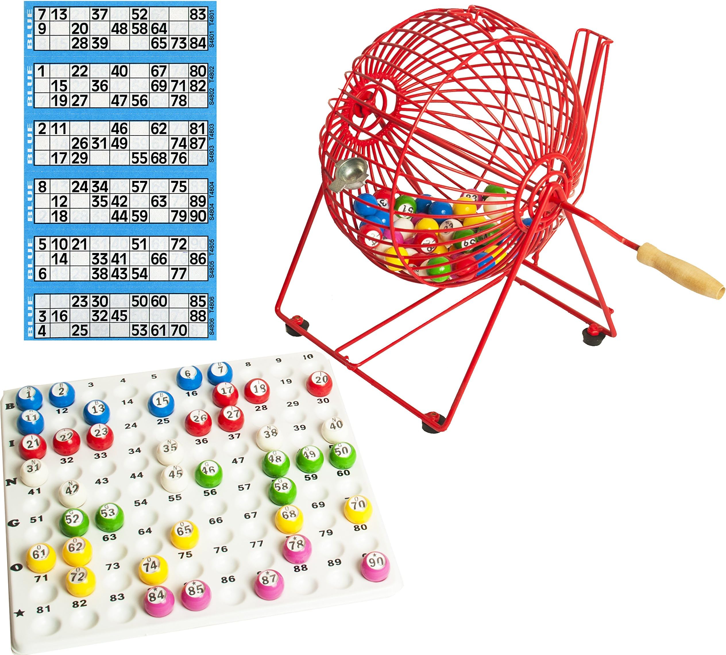 CLASSIC BINGO BALL WHEEL WIRE CAGE LOTTO GAME SET WITH CARD MARKER ...