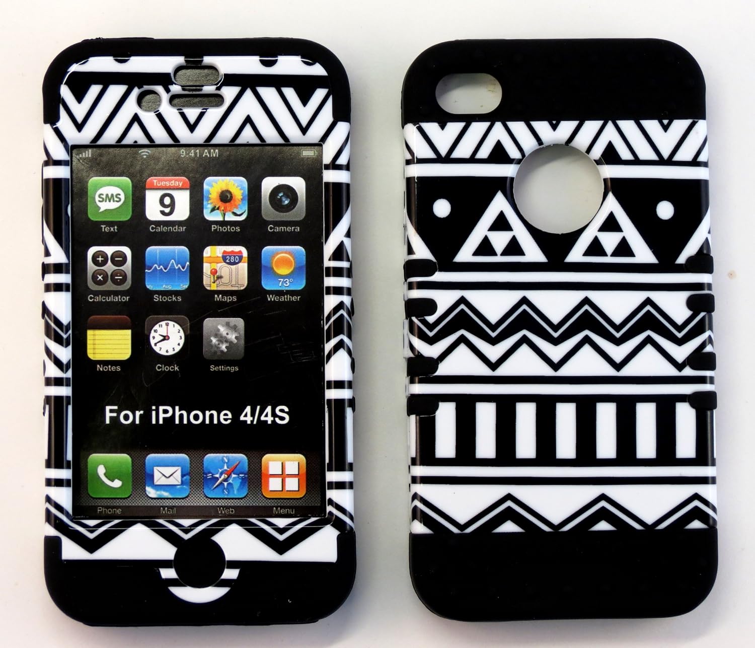 Amazon.com: Bumper Case for Apple iphone 4 4G 4S Black & White Aztec ...