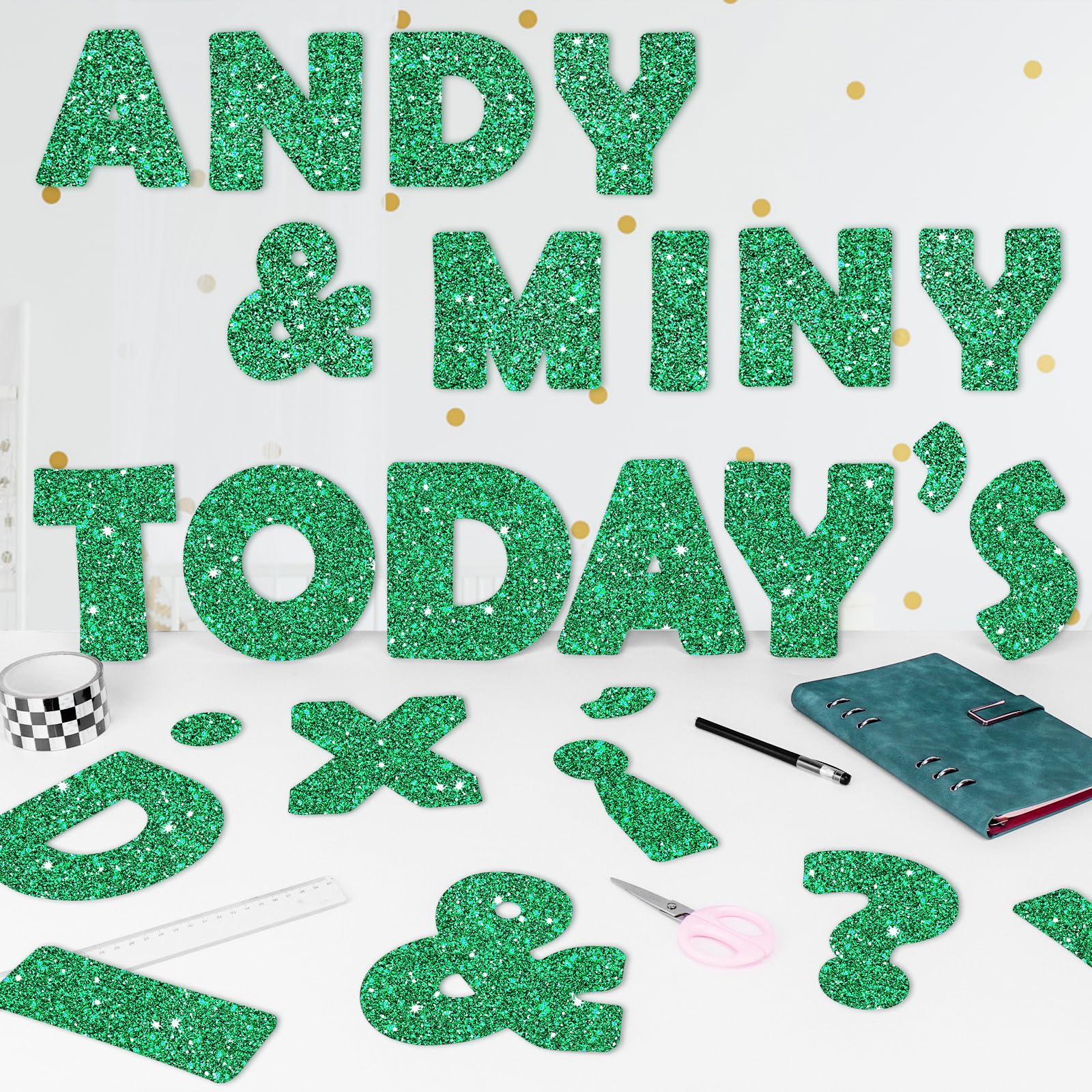 Snapklik.com : Meetory 154Pcs 7” Glitter Green Bulletin Board Letters ...