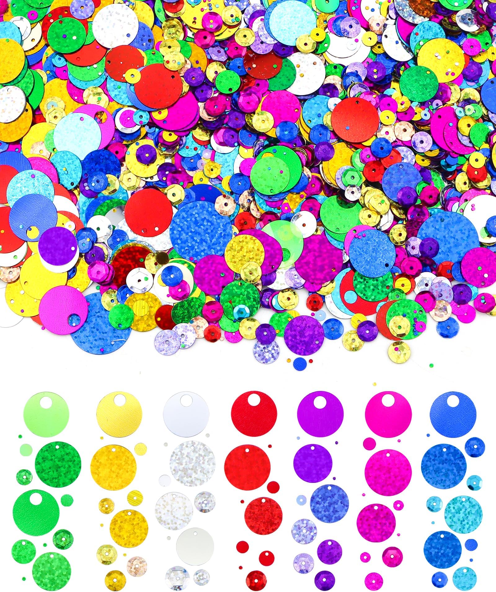 Amazon.com: 50g Mix Color Round Sequins Spangles for Crafts, Large ...