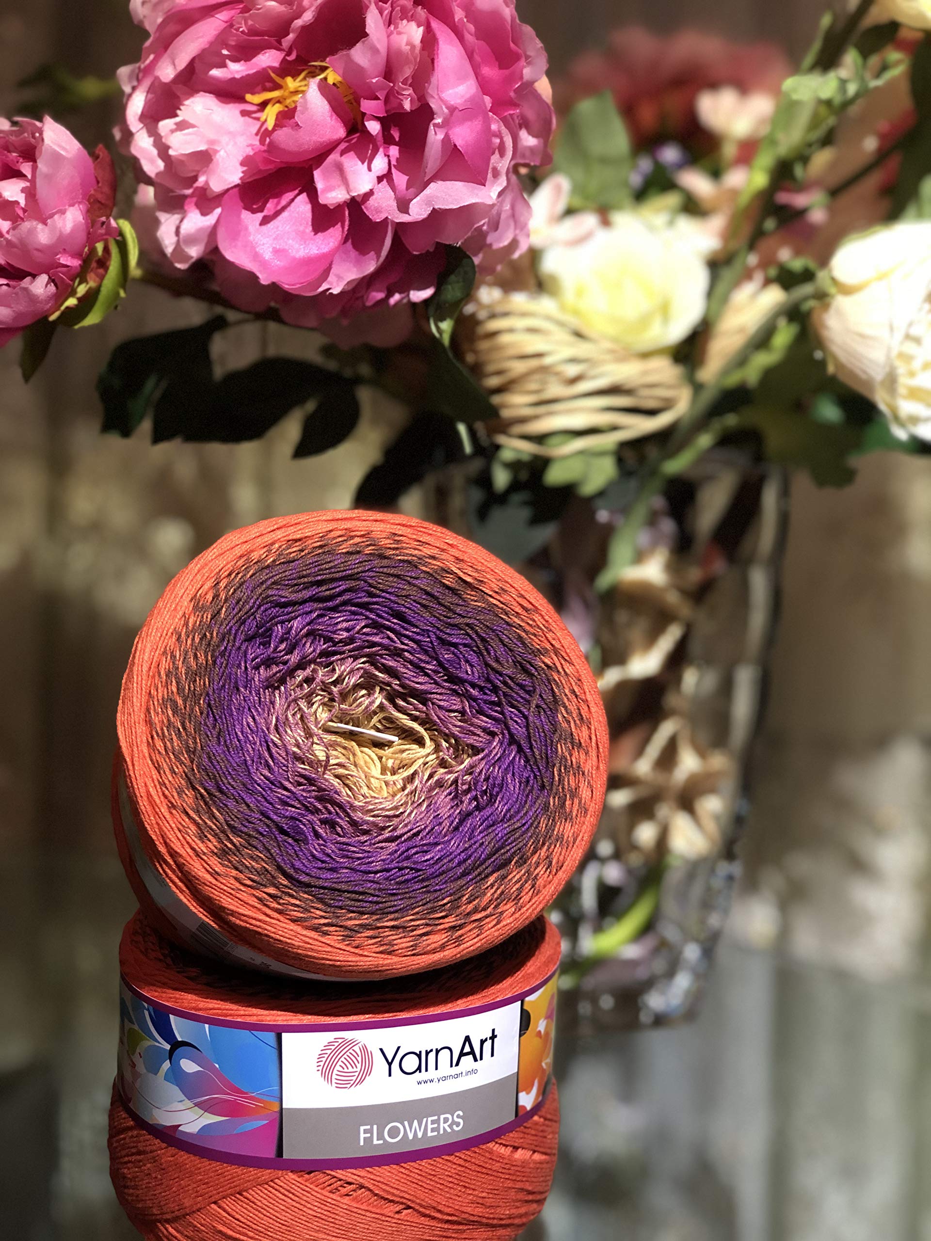 Amazon.com: Yarn Art YarnArt Flowers Yarn 55% Cotton 45% Acrylic 250gr ...