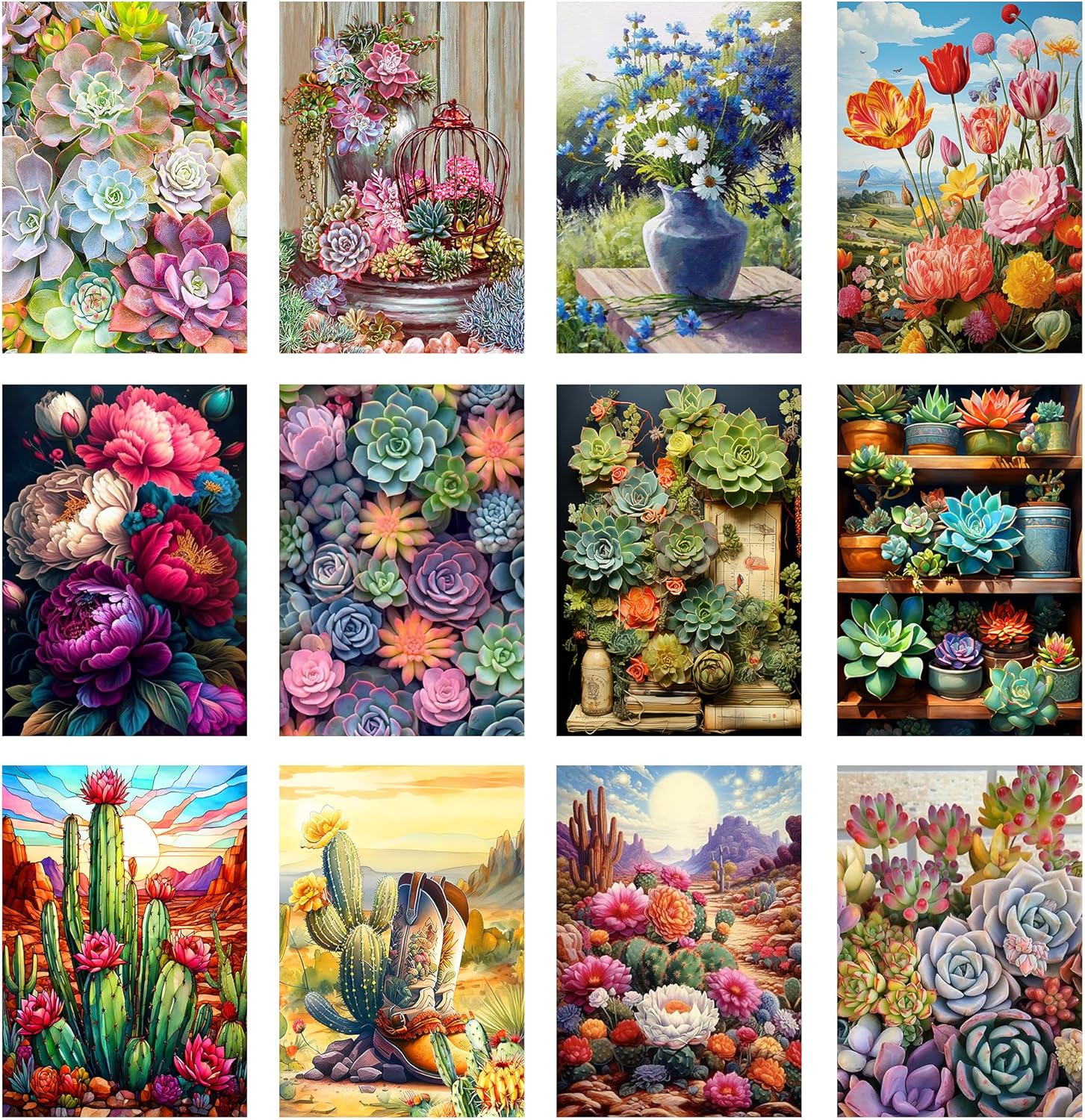 Amazon.com: OXYSURE 12 Pack Flowers Diamond Painting Kits for Adults ...