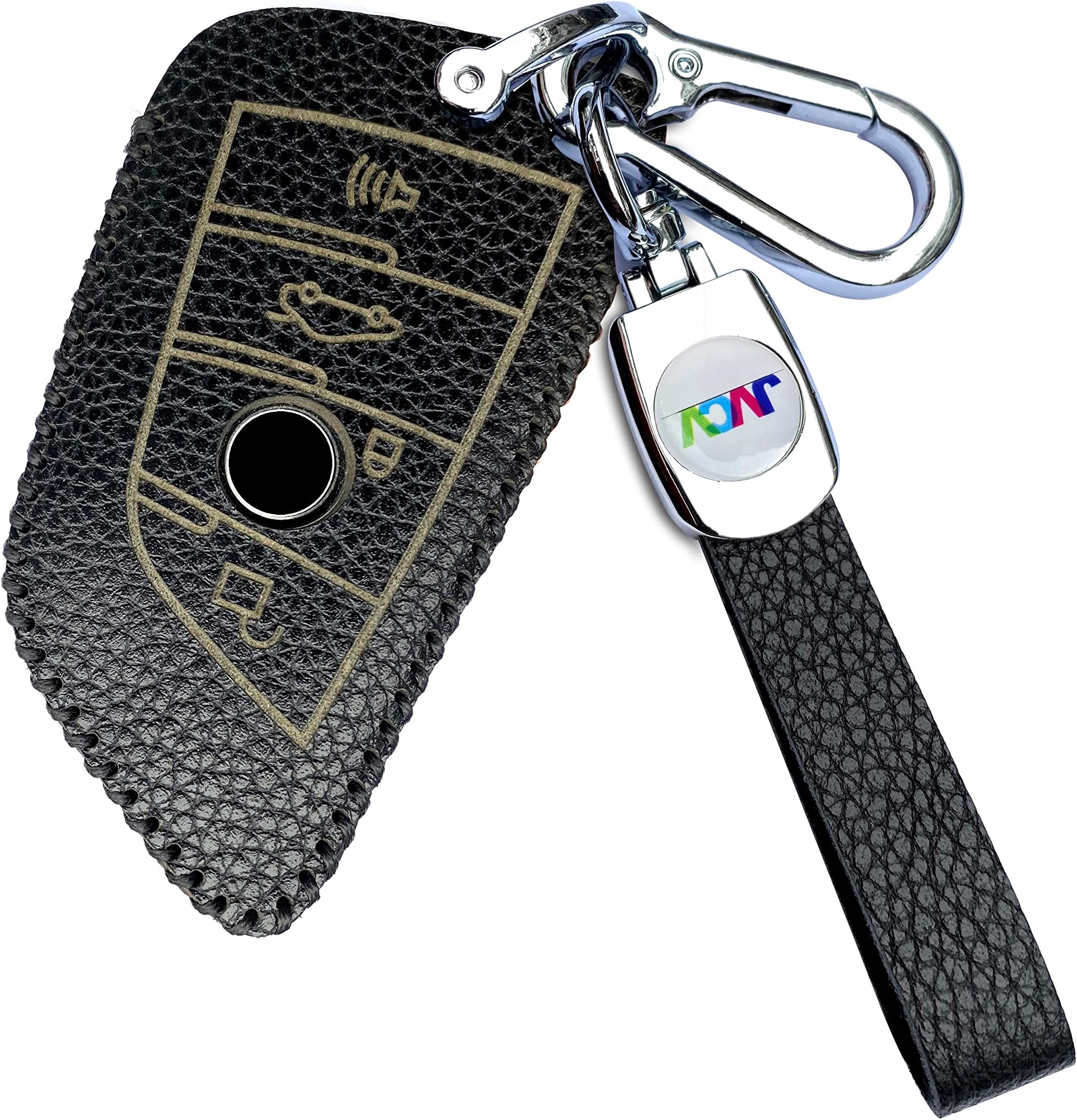 JVCV® Soft Handmade Lychee Pattern Leather Key Cover Compatible with ...