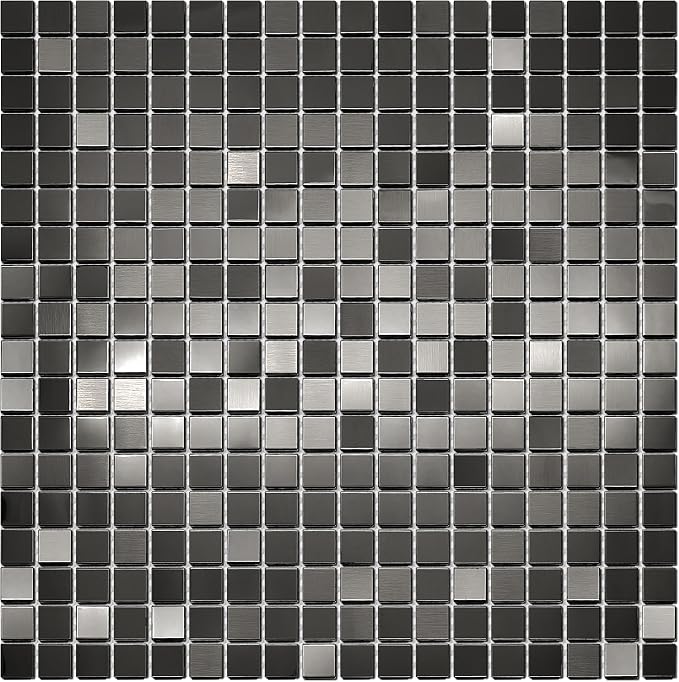 Goodotz Black Tile Squares 5/8 Inch, Real Metal Black Mosaic Tiles for ...