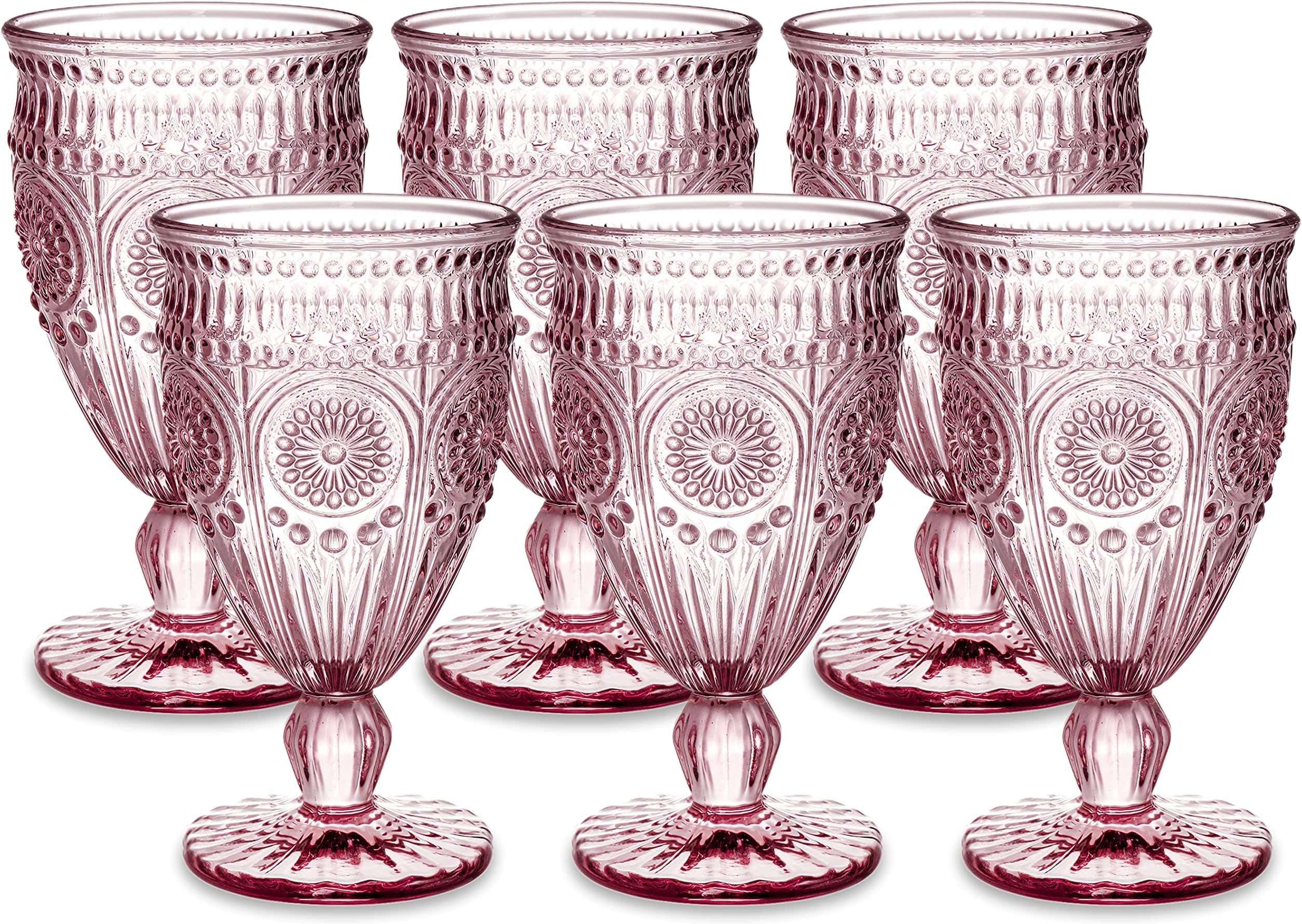 Amazon.com | Lallisa Pink Wine Glass Set of 12 Vintage Glassware ...
