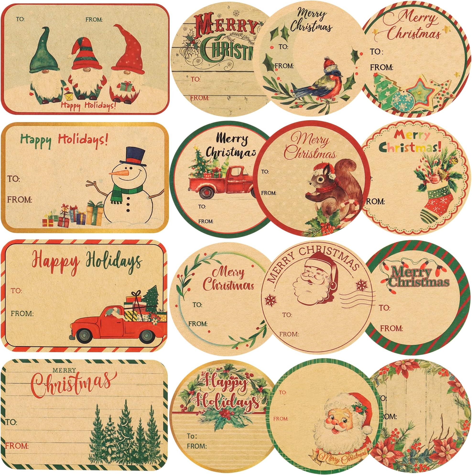 Amazon.com: 2024 New 250PCS Christmas Gift Tags Stickers, 2 x 3 Inch ...