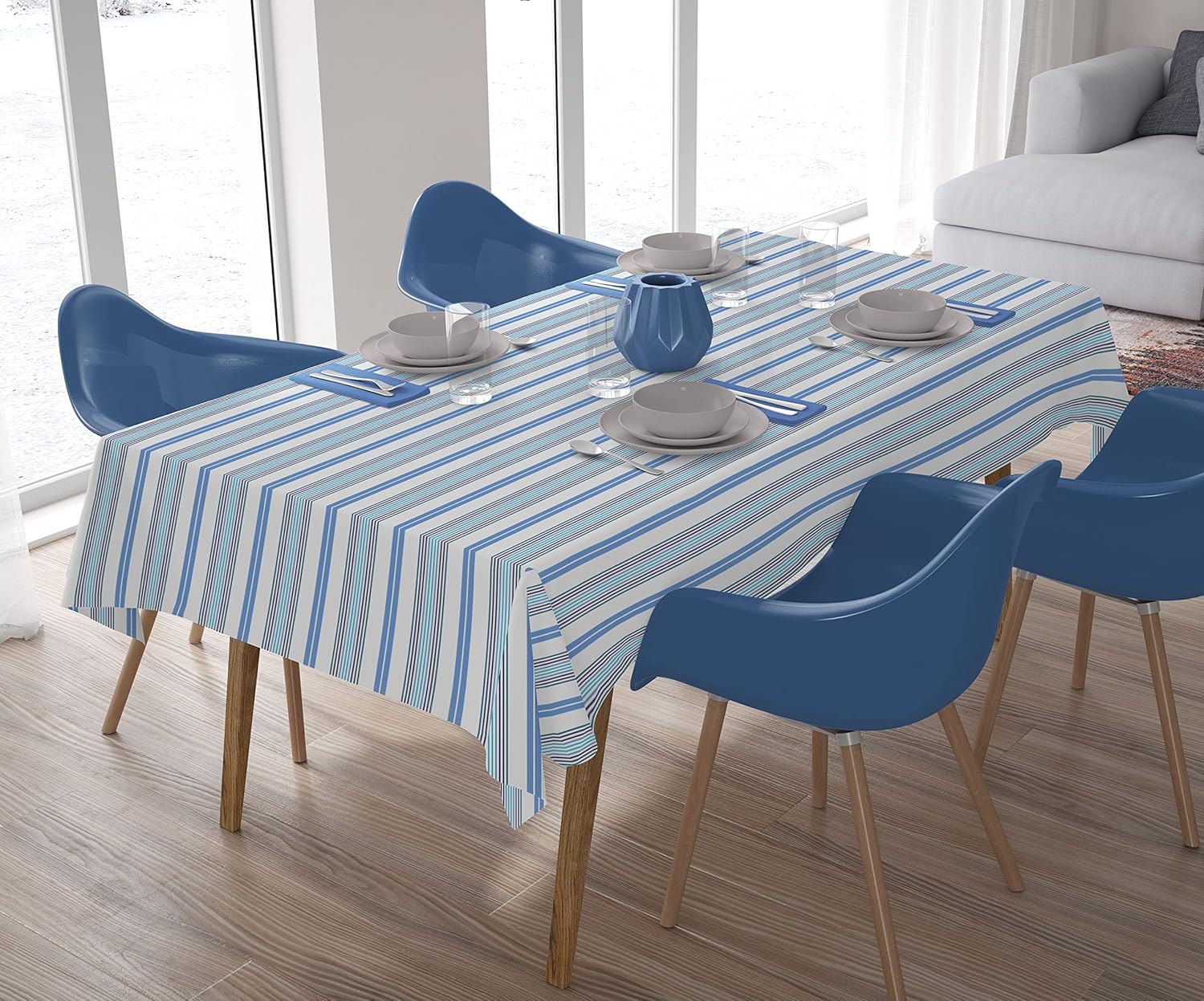 Buy HOME COLORS.IN Dickson Stripes 10 Seater Rectangle Table Cover ...