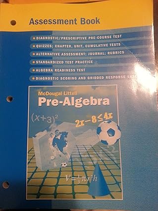 Pre-Algebra Assessment Book: Ron Larson, Laurie Boswell, Timothy D ...