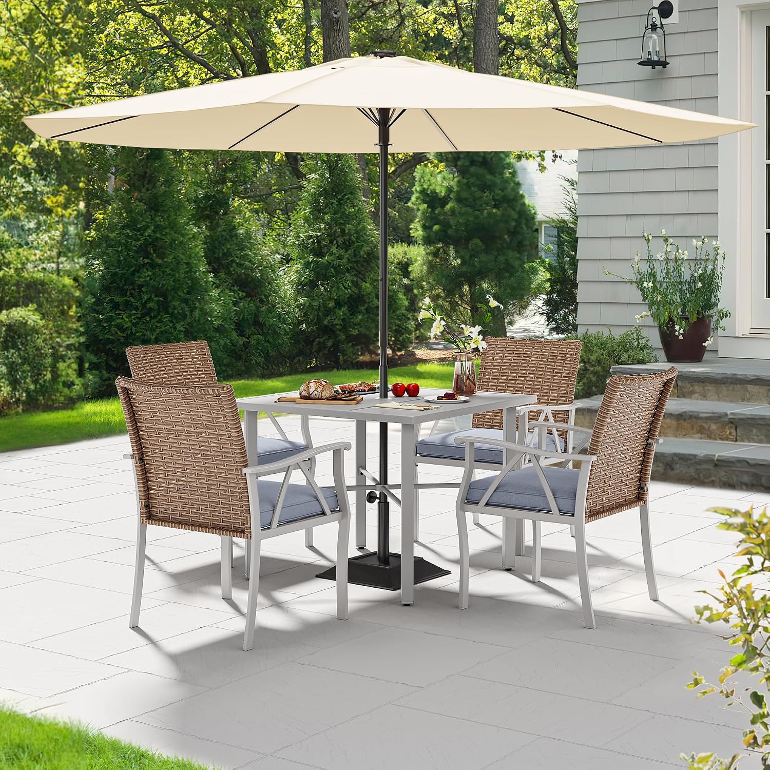 YITAHOME 5-Piece Patio Dining Set, Outdoor Wicker Conversation ...