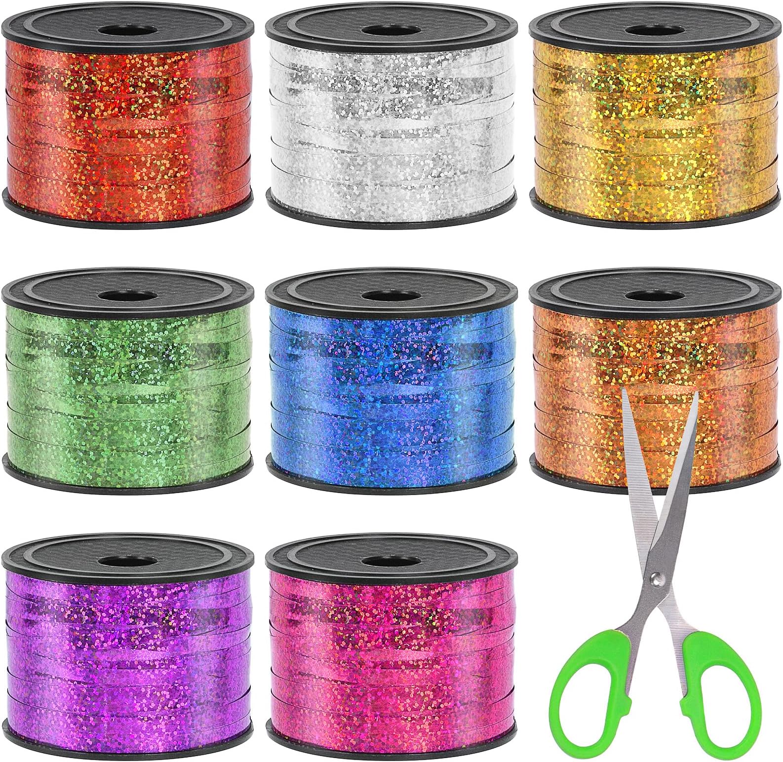 Amazon.com: Swpeet 9Pcs 1/5" Wide x 100 Yards Metallic Curling Ribbon ...