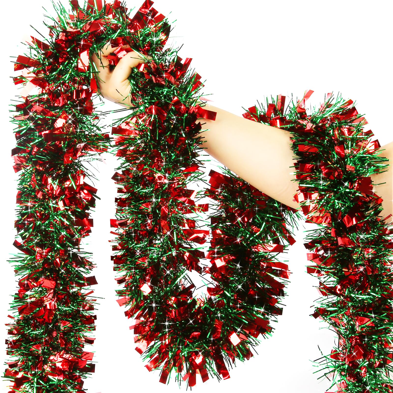 Amazon.com: 50 Feet Christmas Tinsel Garland Metallic Tinsel Garland ...
