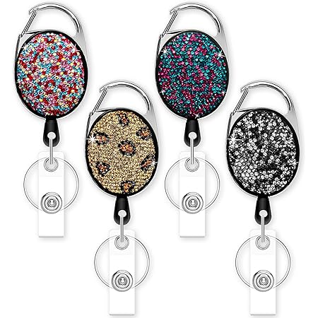 Amazon.com : Retractable Badge Holders with Bling Rhinestones Crystal ...