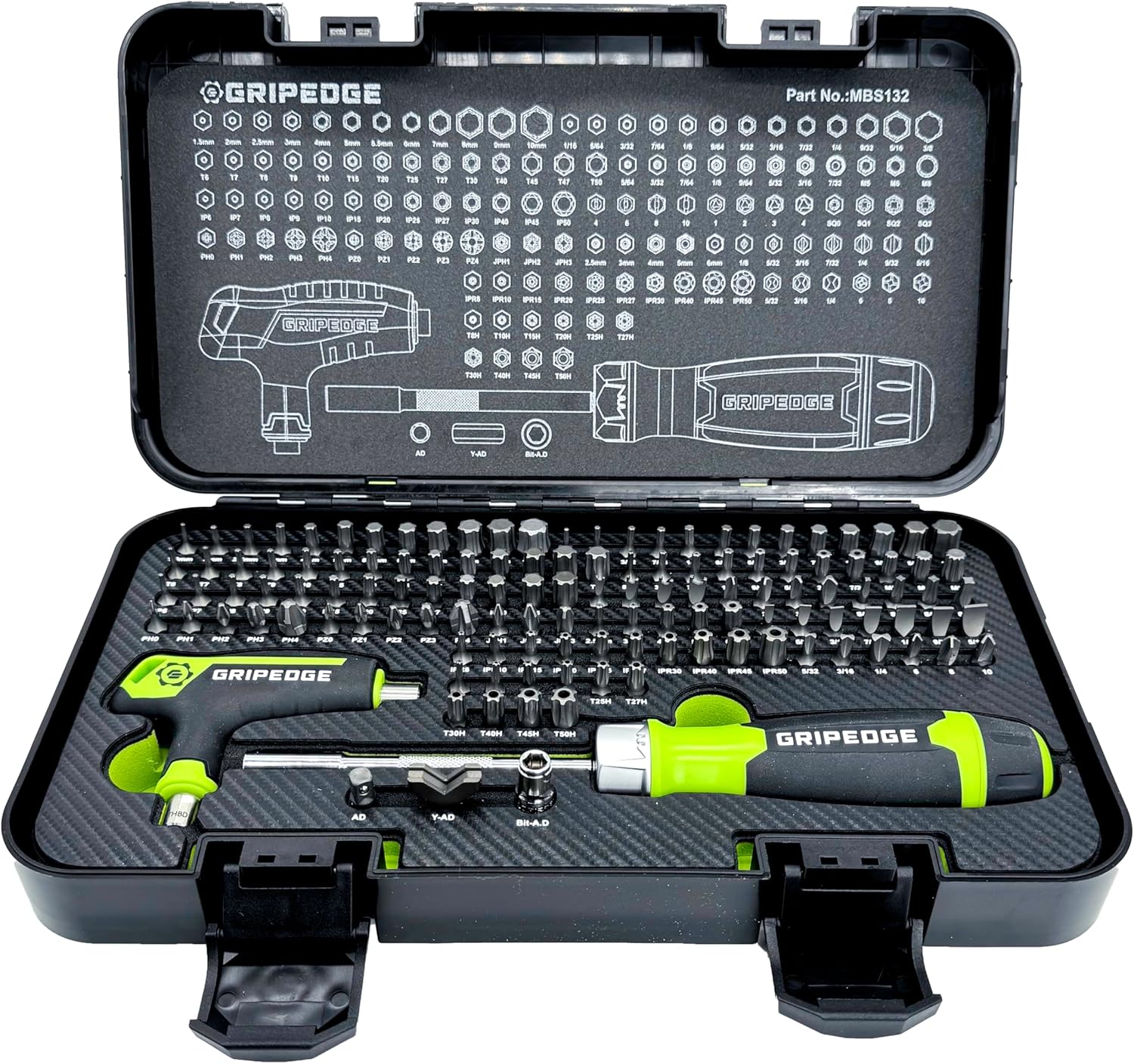 Amazon.com: GRIPEDGE Tools | 132-PC R.P.T. Multi-Bit Driver Set : Tools ...