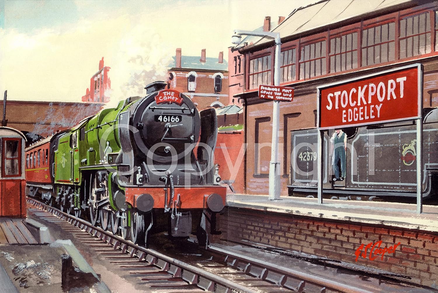 The Comet Steam Train Arriving At Stockport Railway Station Metal Wall ...