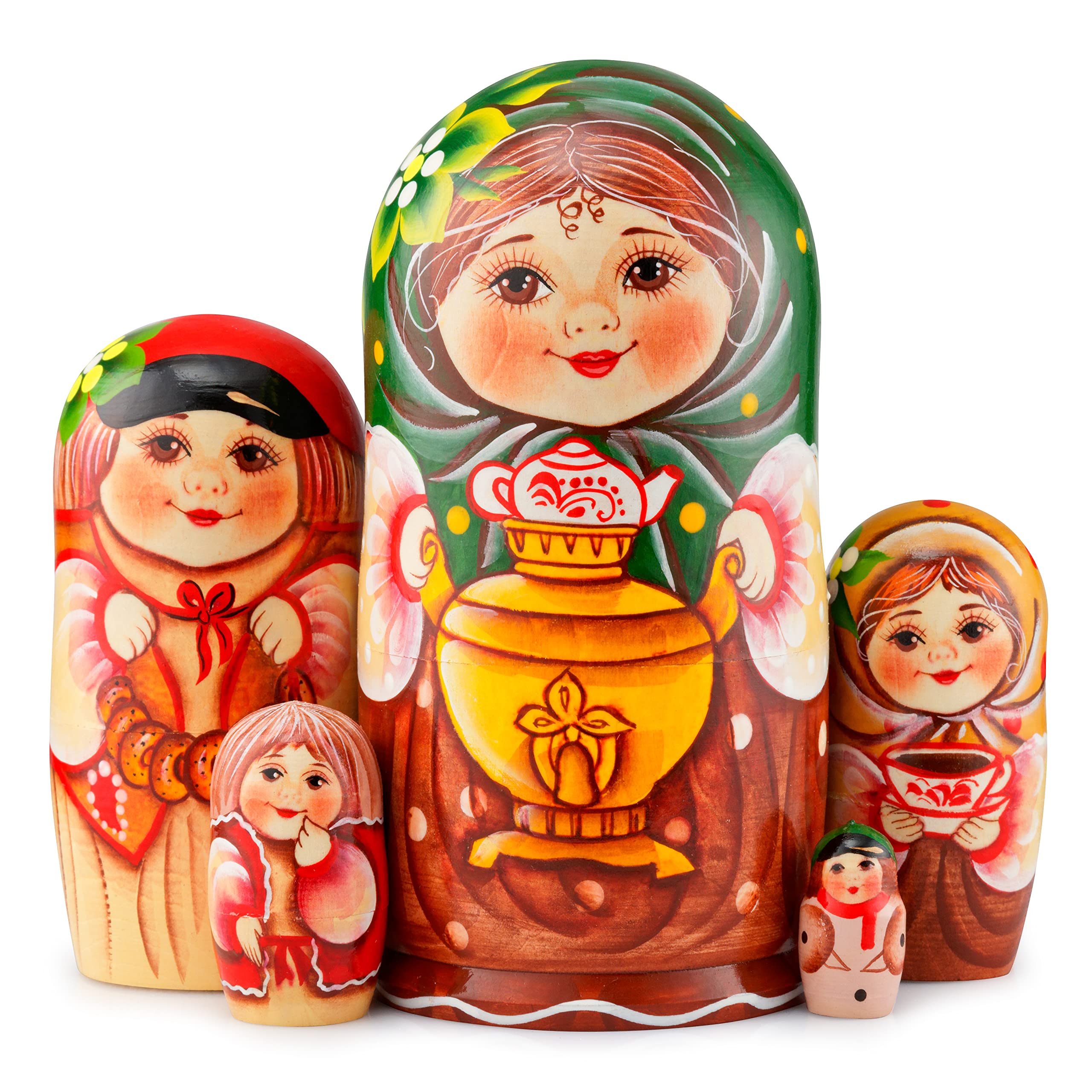 Amazon.com: MUARO Nesting Dolls Matryoshka Wood Stacking Nested Set 5 ...