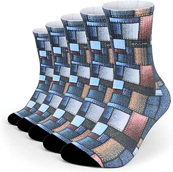 Amazon.com: WOCAS Funny Socks - 5 Pairs 3D Printed Crazy Novelty Socks ...