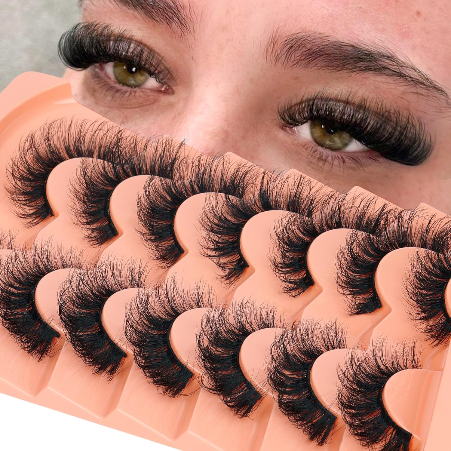Amazon.com: Mink Lashes Wispy False Eyelashes Fluffy D Curl Faux Mink ...