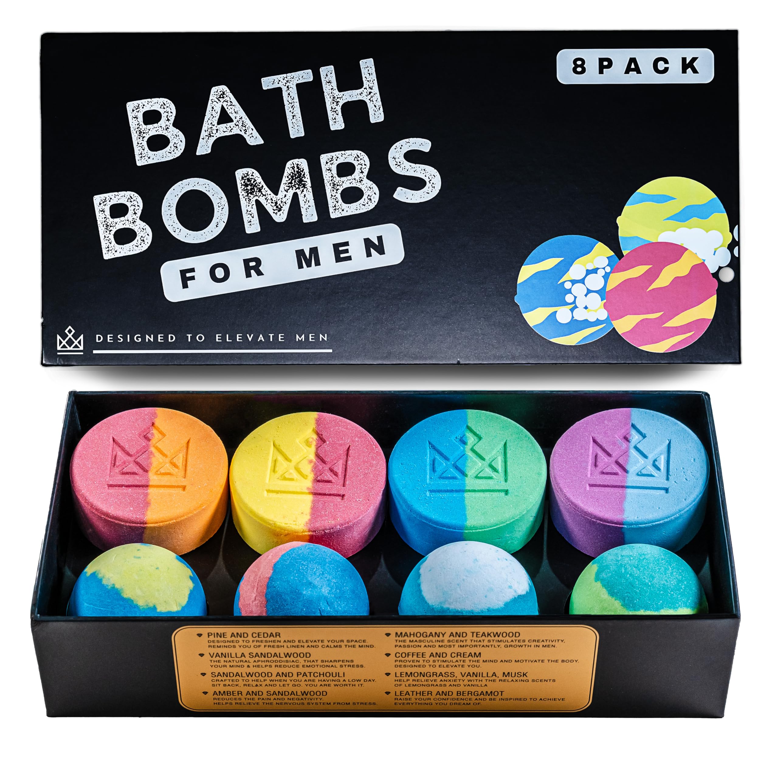 Amazon.com: Bath Bombs for Men, Unique Sphere & Disc Shape, 8 Bath ...