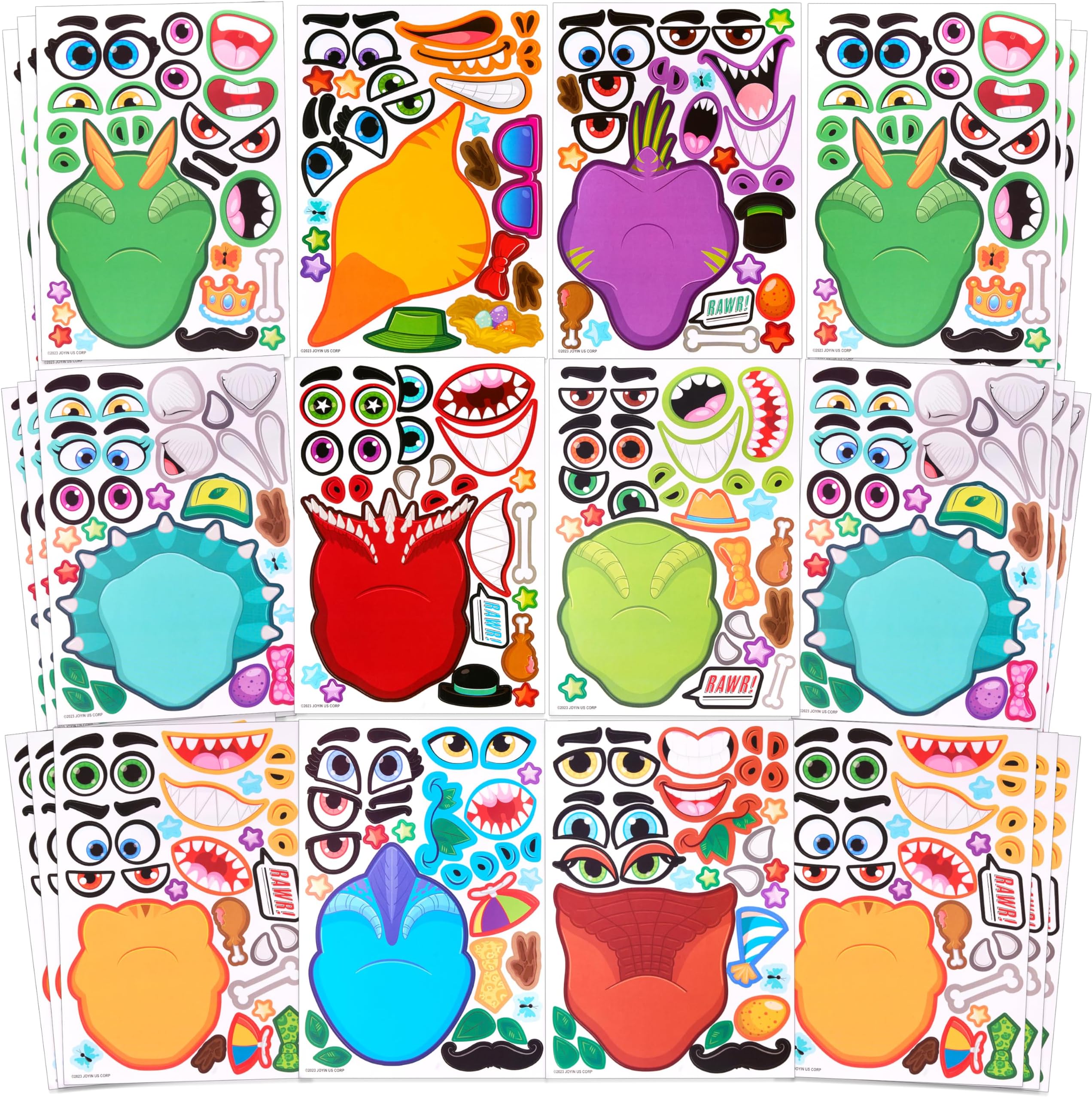 Amazon.com: 24 Sheets Make Your Own Dinosaur Stickers for Kids Toddlers ...