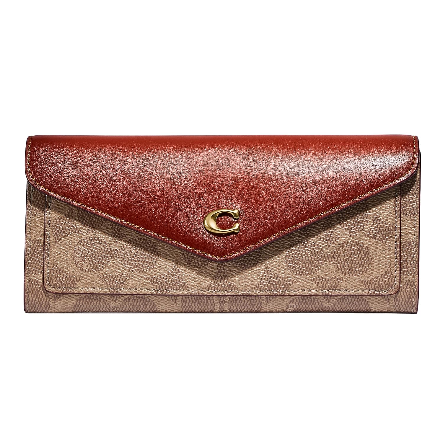 Buy COACH Color-Block Coated Canvas Signature Wyn Soft Wallet B4/Tan ...