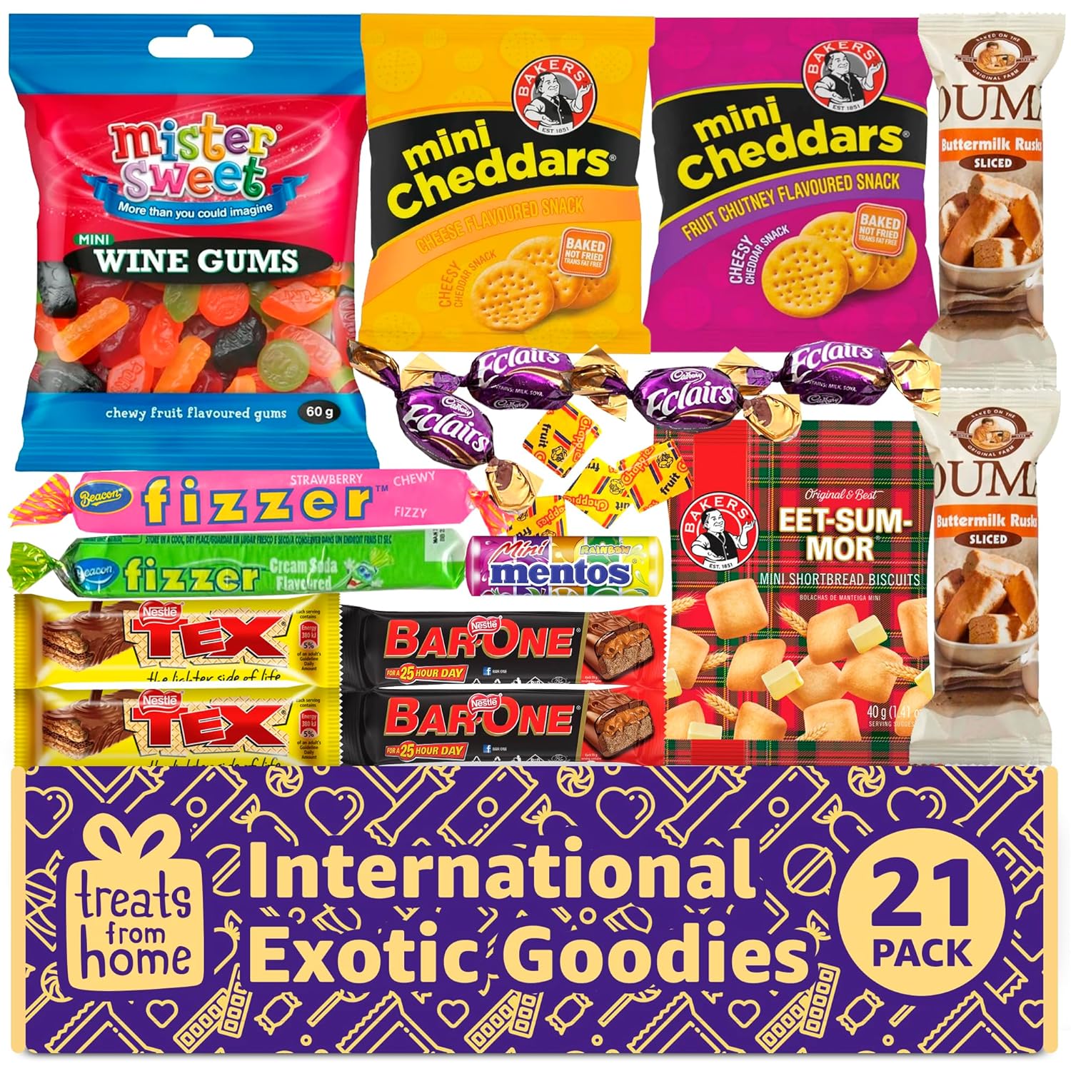 Treats from Home Mini International Exotic Snack Box Variety Pack, 21 ...