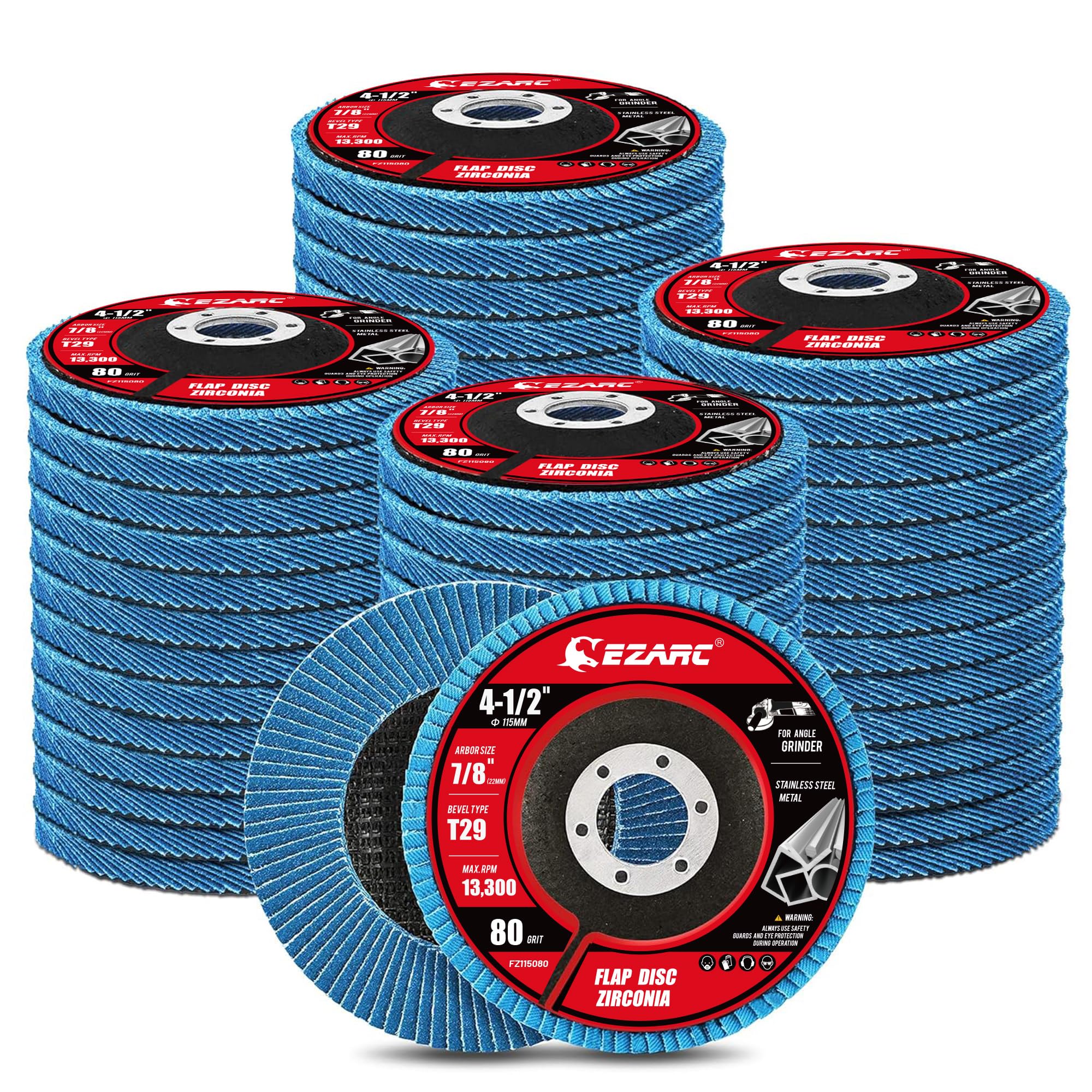 Snapklik.com : EZARC Flap Discs 40 Grit, 4 1/2 X 7/8-Inch Flap Sanding ...
