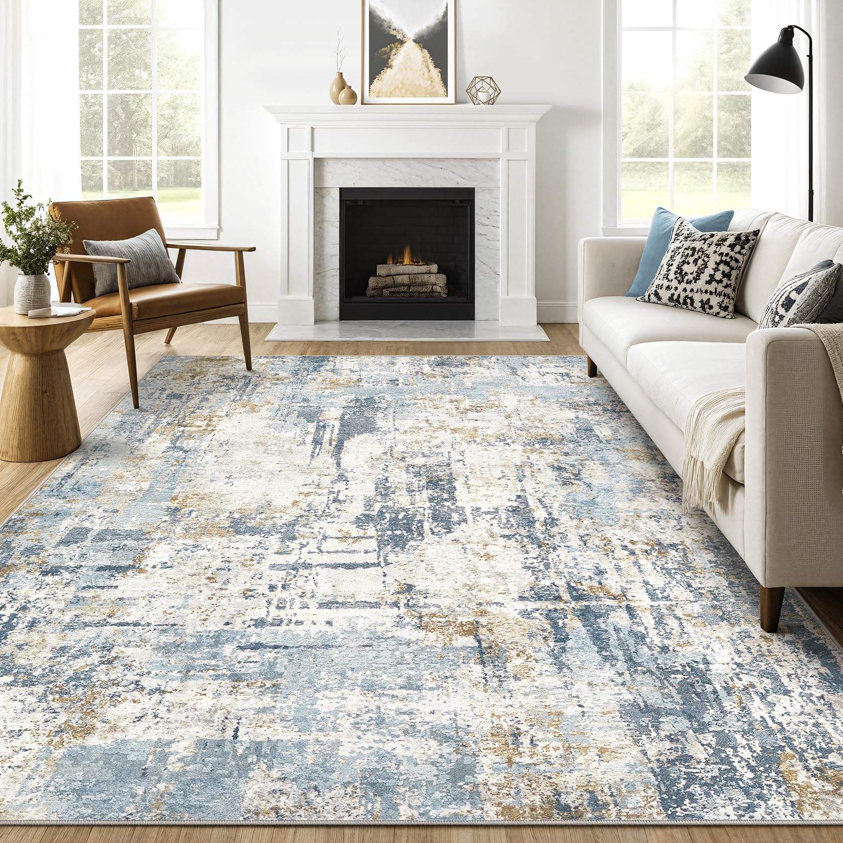 Amazon.com: 10x12 Area Rug Living Room: Washable Large Abstract Modern ...