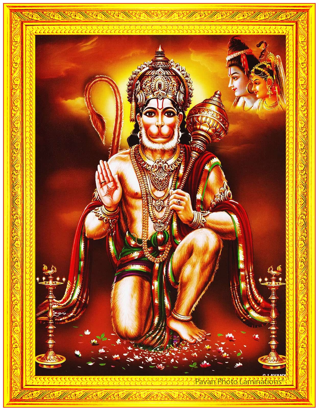 Buy Pavan Photo Laminations, Lord Hanuman Bhagwan Abhaya Abhay Anjaneya ...