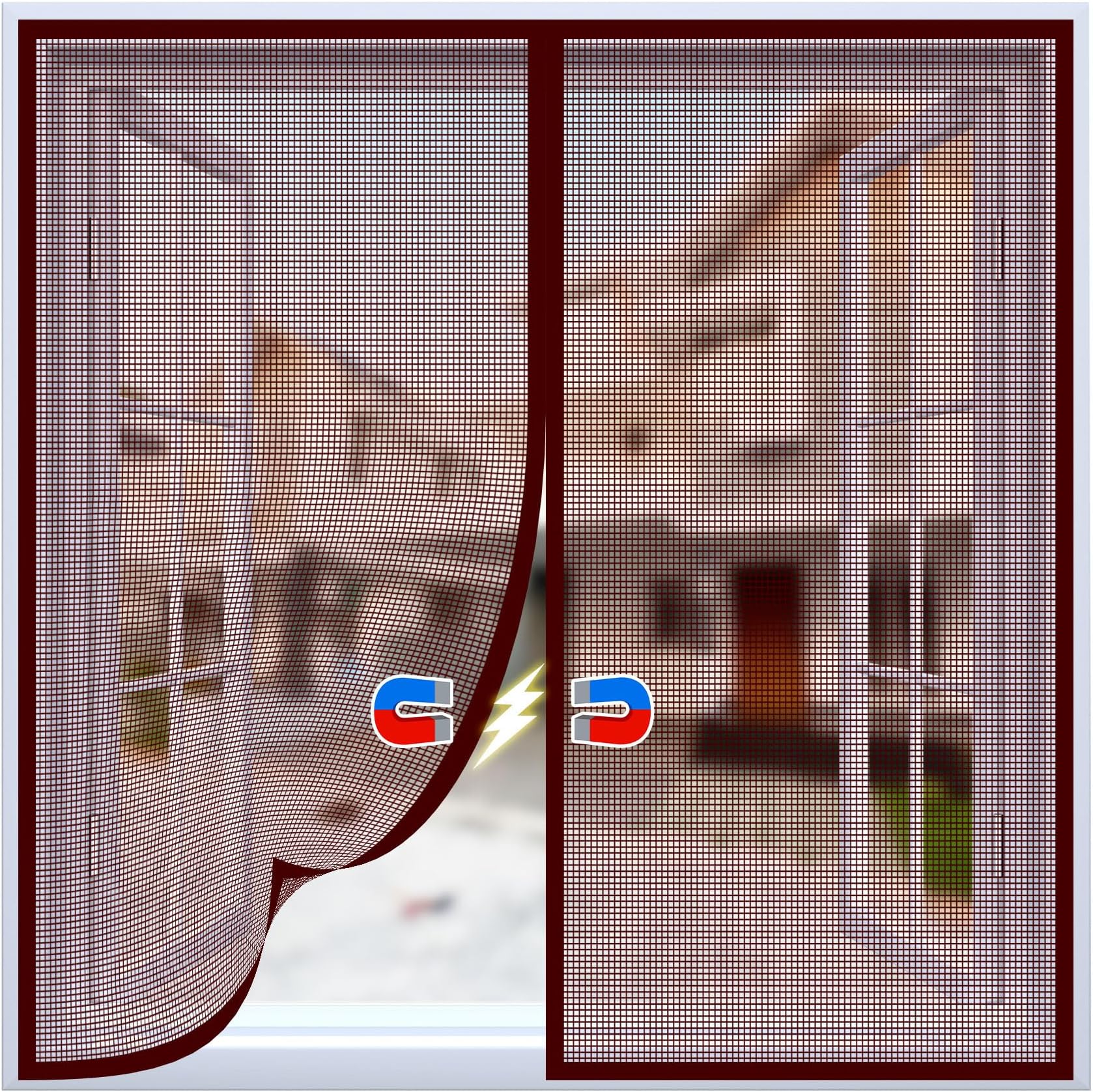 dealzone Polyester Magnetic Window Mosquito Net with Self Adhesive Hook ...