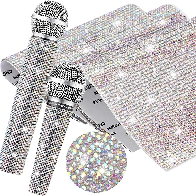 Amazon.com: Remuuly 3 Pcs Microphone Prop Sparkly Bling Handle Cover ...